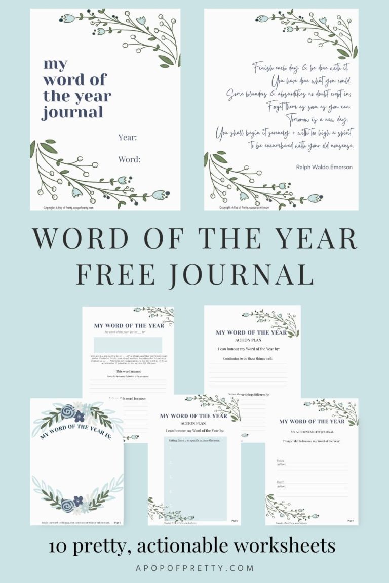Word of the Year Printable Workbook (Free) - A Pop of Pretty